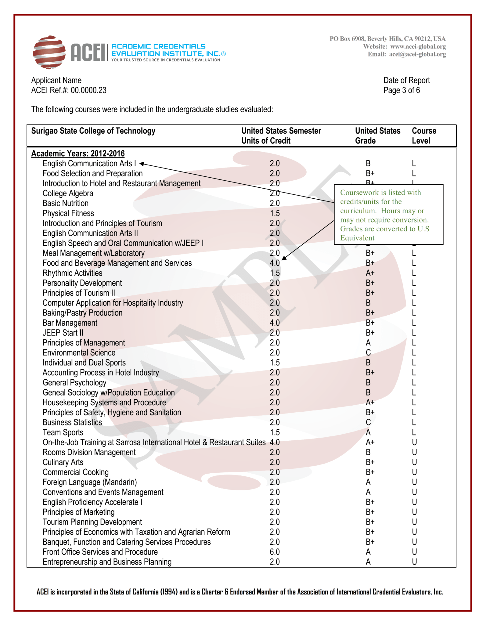 Comprehensive Report Sample | Academic Credentials Evaluation Institute ...