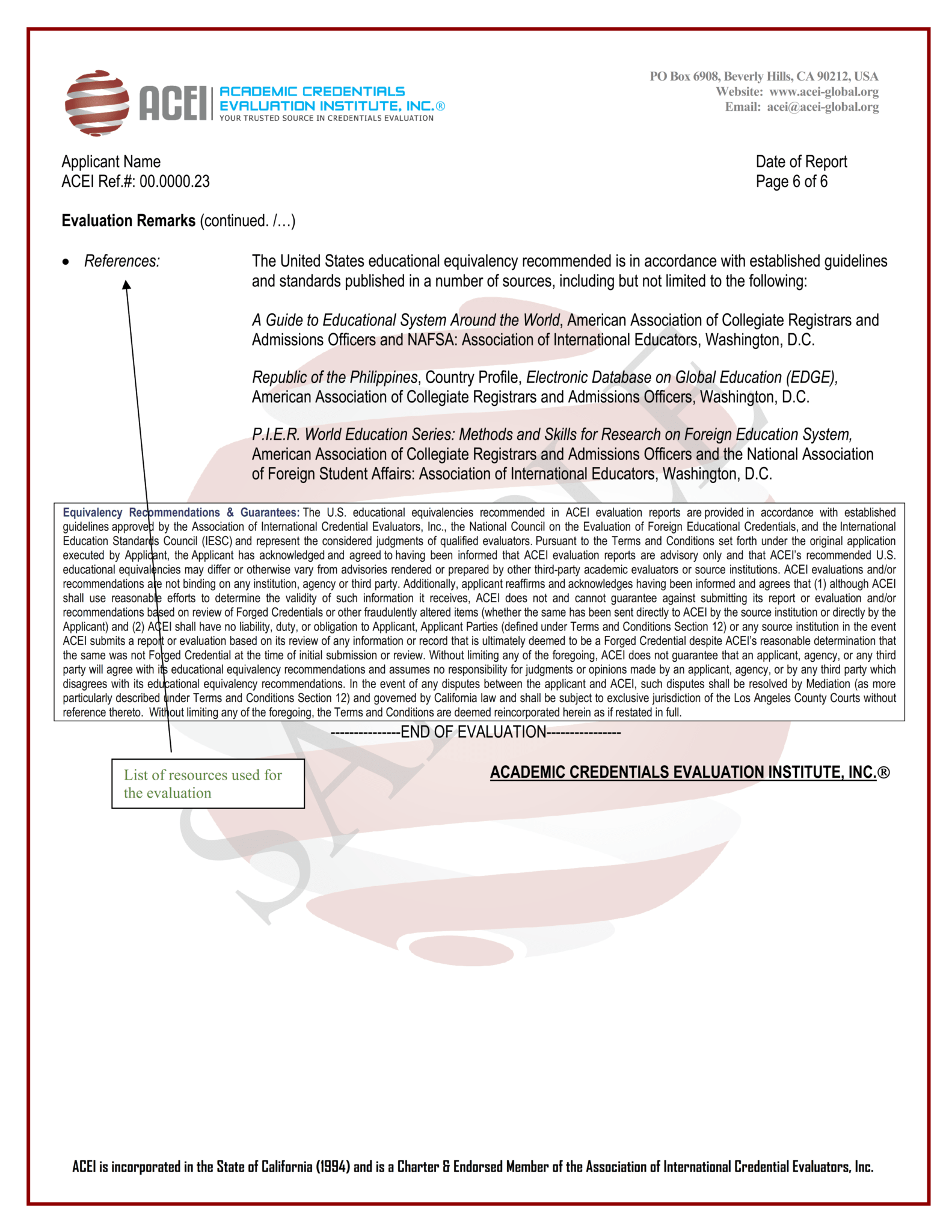 Comprehensive Report Sample | Academic Credentials Evaluation Institute ...